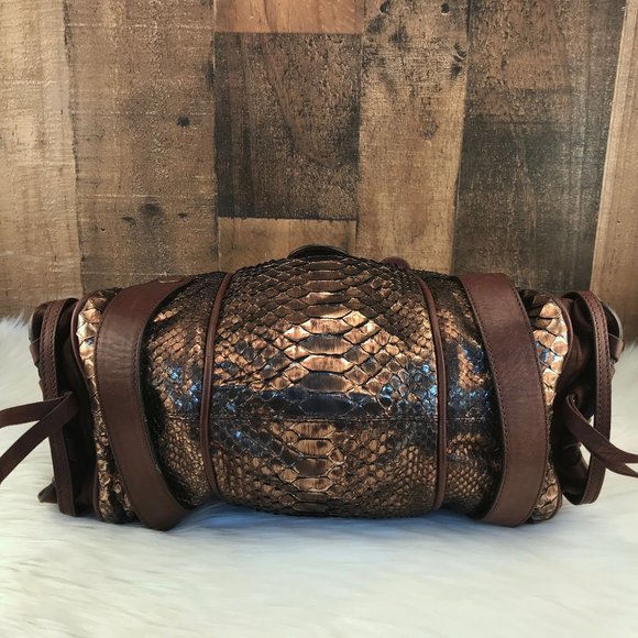 Chloe | Bags | Chloe Silverado Python Leather Copper Satchel | Poshmark